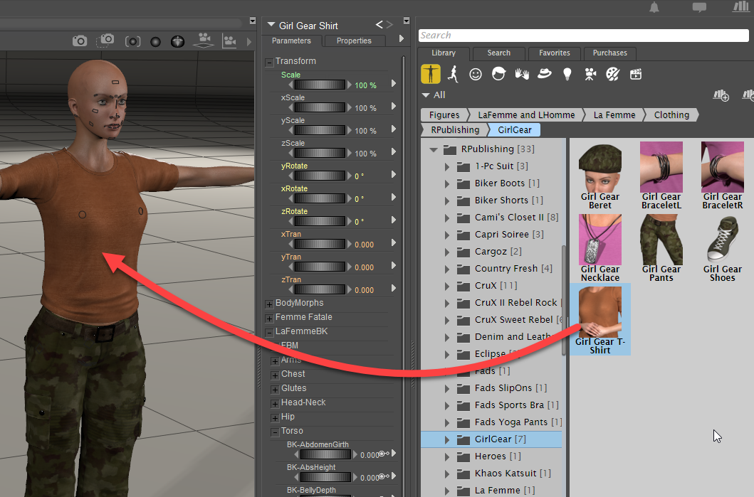 Placing/Adding Items to the Poser Workspace